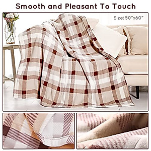 Heated Throw 50"x60"- Super Soft Warming Fleece with 4 Heating Levels & 3 Hours Auto Off, Machine Washable, Electric Check Buffalo Plaid Blanket for Couch Sofa Home Office Usage - Red & Brown Plaid