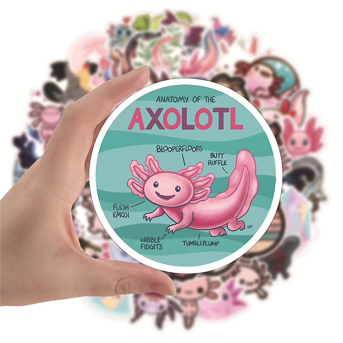 Cute Axolotl Stickers Axolotl Stuff Gifts for Kids Adults, Kawaii Stickers 50PCS Kechup Vinyl Waterproof Animal Stickers for Water Bottles Luggage Laptop