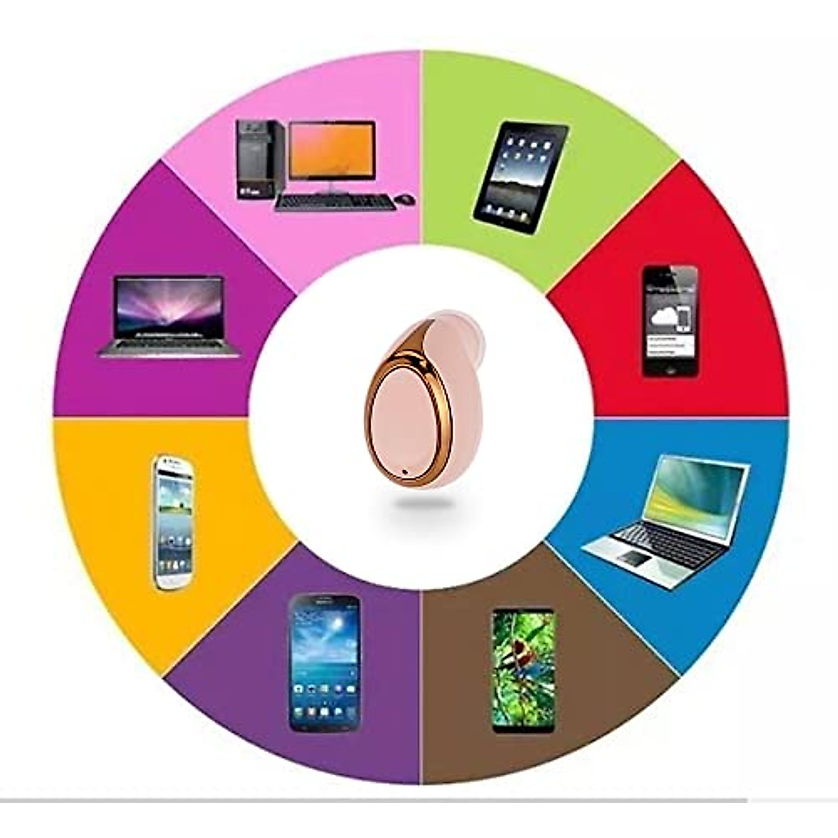 AIYIBEN Wireless Headphones Portable Bluetooth Single Earbuds Smallest Cordless Hands-Free Mini Earphones Headset with Mic & Noise Reduction for Phones (Skin)