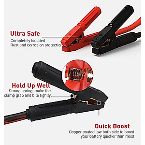 AUTOGEN Jumper Cables Heavy Duty 30 Feet,0 Gauge Jumper Cables 1000AMP Automotive Jumper Cables Kit for Car,SUV, and Trucks with Professional Clamps and Carrying Bag