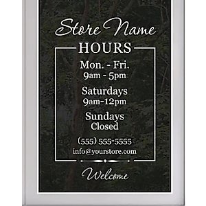Business Hours Company Store Fully Custom Personalized Glass Door Window Storefront Professional Sign Decal Stencil