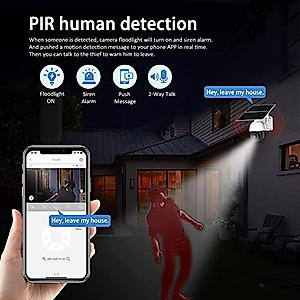 4G LTE Cellular Solar Security Cameras Wireless Outdoor Battery Powered No WiFi, PTZ Video Surveillance Camera for Home Security, Color Night Vision, 2 Way Talk, Motion Detection, Phone App Alerts