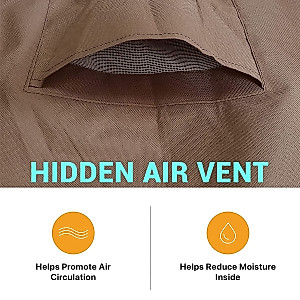 COWORM Heavy Duty Firewood rack cover 12 ft, 600D log rack cover Waterproof - Brown, with Zipper and Velcro (Log Rack not Included)