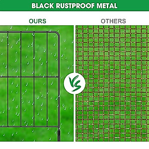 OUSHENG Decorative Garden Fence Fencing 10 Panels, 10ft (L) x 22in (H) Rustproof Metal Wire Border Animal Barrier with Plastic Stakes for Dog Yard Patio Outdoor, Square