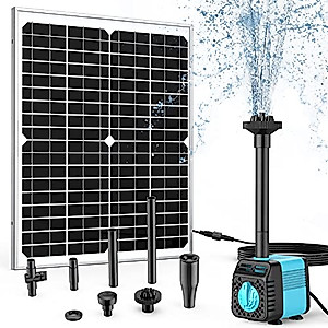 Sun Energise 20W Solar Water Pump Fountain Outdoor, 320GPH Submersible Powered Pump and 20 Watt Solar Panel for Pond Aeration, Garden Decoration, Pool, Fish Tank, Hydroponics, Aquaculture