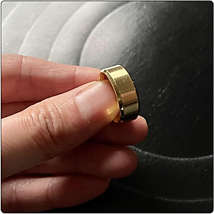 Fusamk Fashion 18K Gold Stainless Steel Smooth Band Ring(Gold(10))