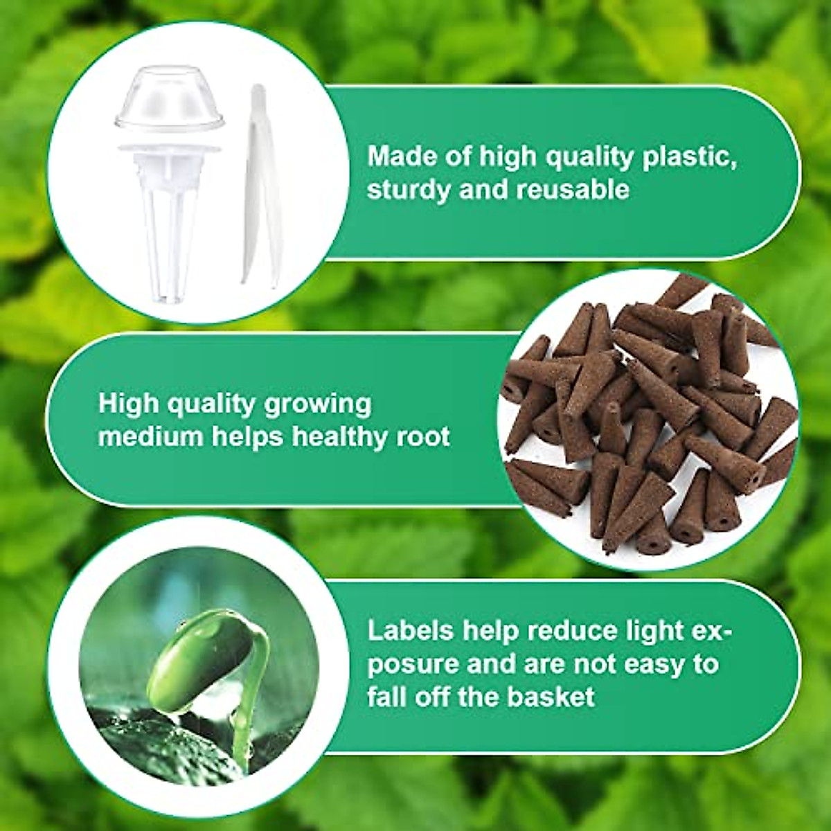 101pcs Seed Pod Kit, Grow Anything Kit Hydroponic Seed Kit Hydroponics Garden Accessories with 20 Grow Baskets, 20 Transparent Insulation Lids, 40 Grow Sponges, 20 Plant Labels