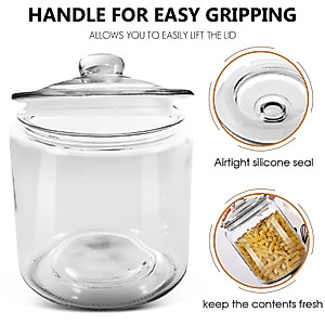 Masthome Cookie Jar, 1.5 Gallon Glass Jar with Lid, Large Glass Storage Containers, Clear Glass Jars, Wide Mouth Glass Jars with Lid for Flour Candy Cookie Coffee Bean, 15 Food Storage Bags
