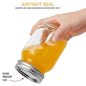 Accguan 12oz / 350ml Mason Jars with Airtight Lids, Glass Jar With Regular Lids, Clear Glass Jar Ideal for Jam,Honey,Wedding Favors,Shower Favors, Set of 20