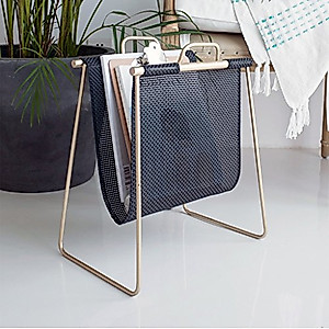Newspaper Baskets Nordic Minimalist Magazine Rack U-Shaped Metal Shelf Floor-Mounted Living Room Bedroom Portable Storage Rack, Black