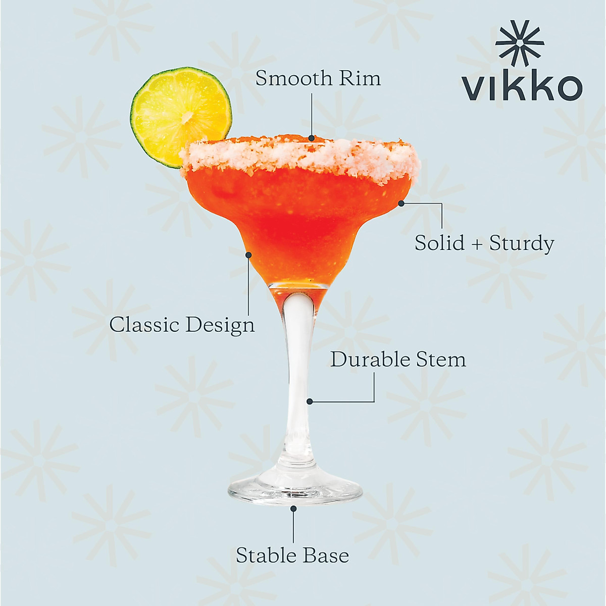 Vikko Margarita Glasses Set of 4, 10 Ounce, Crystal Clear Margarita Glass, Cosmopolitan Glassware for Margaritas, Frozen Drinks, Pina Coladas and Cocktails, Margarita Cups