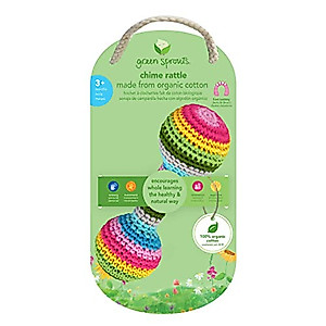green sprouts Chime Rattle Made from Organic Cotton | Encourages Whole Learning The Healthy & Natural Way | Crocheted by Hand, Soft & Flexible, Playful Rattle Sound