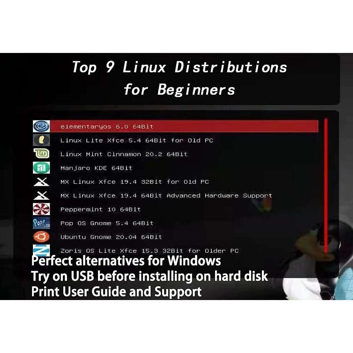 EZITSOL 32GB 9-in-1 Linux bootable USB for Ubuntu,Linux Mint,Mx Linux,Zorin OS,Linux Lite,ElementaryOS etc.| Try or Install Linux | Top 9 Linux for Beginners| Boot Repair | multiboot USB