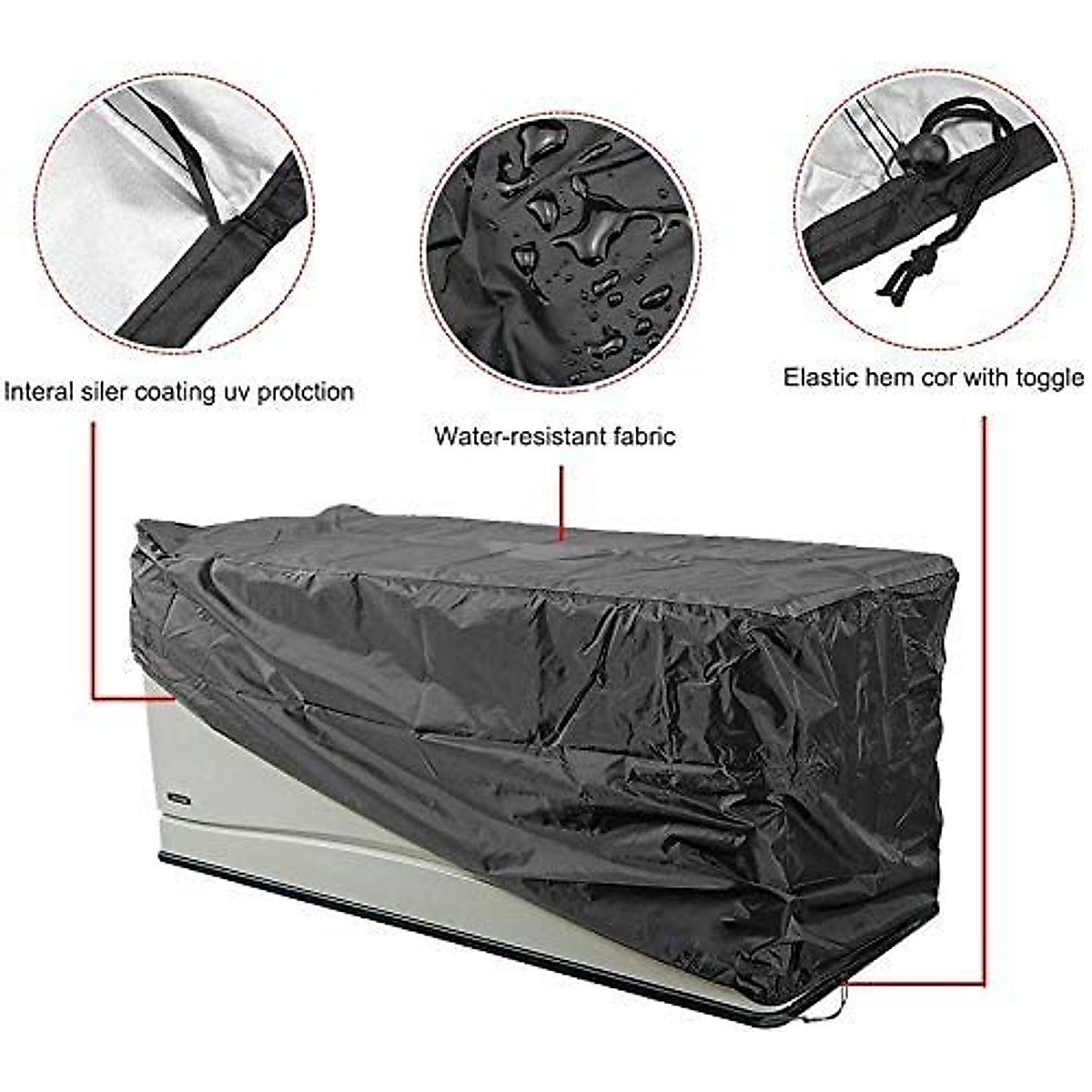 Outdoor Deck Box Cover 420D Waterproof Patio Storage Box Cover Outdoor Deck Box Ottoman Bench Cover Protects from Outdoor Rain Wind and Snow Black 48"L x 24"W x 22"D