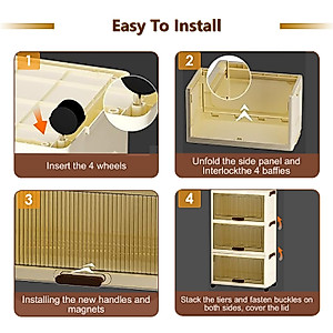 Storage Bins with Lids, 5 Tiers Clear Plastic Storage Bins, Universal wheel Storage Bins, Stackable Storage Containers,Closet Storage Bins, Foldable Box for Dorm Bedroom Organizing