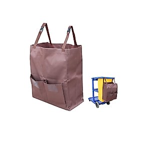 HYFTHOME Multipurpose Housekeeping cart Bag Separate Storage Bag,Replacement Janitorial cart Bag,Organizer Housekeepers Cart Sorting Pocket, Fits Cart Used for Material Storage Transport (Brown)