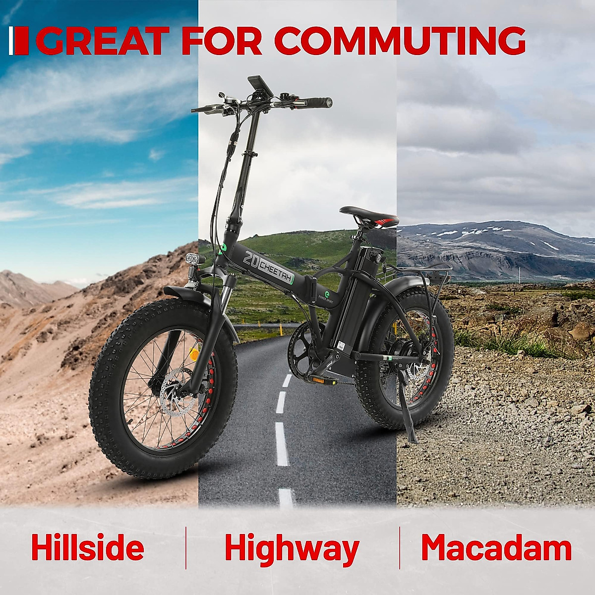 ECOTRIC Advanced 20" Electric Bike for Adults 500W Fat Tire Folding Ebike 48V Electric Bicycle 15AH Removable Battery Suspension Fork Beach Snow Mountain Foldable Bike - 90% Pre-Assembled