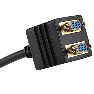 mxtechnic VGA Splitter Cable 1 Male to 2 Female Adapter Monitor Y Splitter Cable 25cm Black Can't Connect Two at The Same time (1Pack)