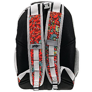 HOOEY Ox 40 Liter School Hiking Backpack Rain Cover Hat Strap Laptop Sleeve Hydro Pockets (Gray/Red/Blue)