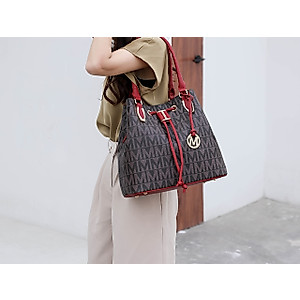 MKF Collection Shoulder Bag for Women, PU Leather Pocketbook Top-Handle Crossbody Purse Tote Satchel Handbag Navy Blue