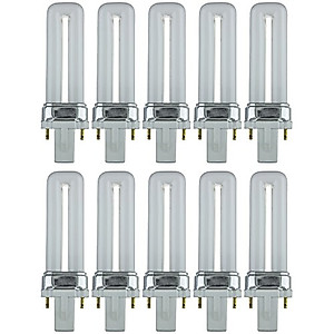 Sunlite PL5/SP41K/10PK 2-Pin Fluorescent 5W 4100K Cool White U Shaped PL CFL Twin Tube Plugin Light Bulbs with G23 Base (10 Pack)