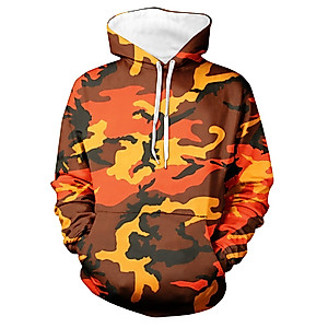 HAVUITYY Graphic Hoodies,Hoodies For Men Workout Hoodies For Men Fashion Fall Fleece Tie Dye Printed Long Sleeve Pullover Plus Size Loose Fit Casual Round Neck Sweatshirt Tops 2023 Orange 2XL