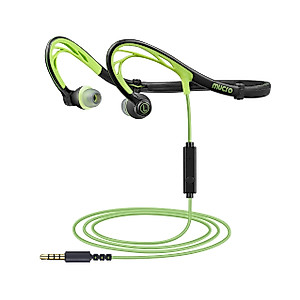 mucro Sports Earbuds Wired Running Headphones with Microphone, Neckband in-Ear Stereo Workout Earphones Designed for Jogging Gym Headsets,Green