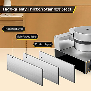 Dyna-Living Waffle Maker Commercial Waffle Maker Machine 110V 1200W Non-stick Waffle Iron Maker Stainless Steel Round Commercial Waffle Maker for Restaurant