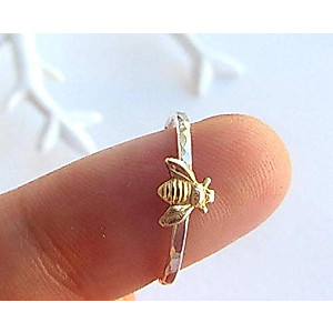 Metmejiao Fashion Cute Gold Bee Ring for Women Finger Wrap Around Craft Handmade Animal Lucky Honey Bee Knuckle Ring (6)