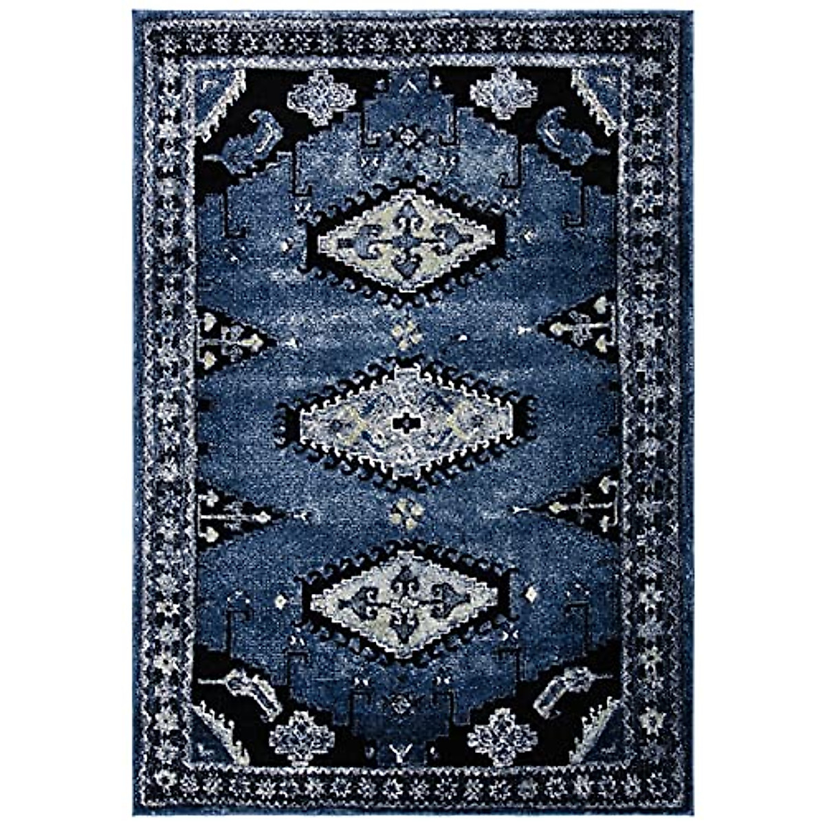 SAFAVIEH Vintage Hamadan Collection 8' x 10' Blue/Black VTH251M Traditional Oriental Living Room Dining Bedroom Area Rug