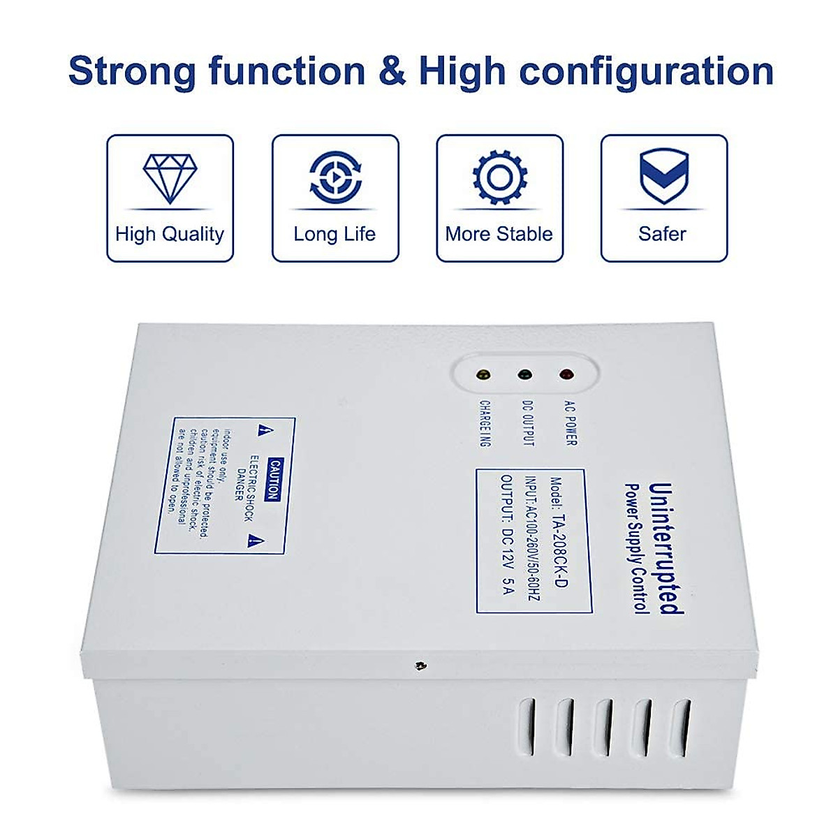 Power Supply Box, 110 to 240VAC to 12VDC Door Access Control System Switching Power Supply Box Security System UPS Variable Frequency Power Supply Box