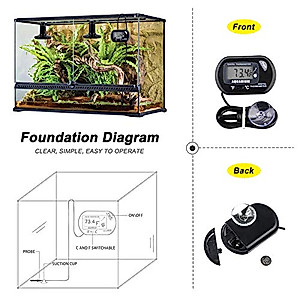 2-Pack 75W Ceramic Heat Lamp with 1-pcs Digital-Thermometer, Infrared Heat Emitter Bulbs for Reptiles, Amphibians, Chicken Brooder Coop Lizard Turtle Snake Aquarium, No Light No Harm, ETL Listed