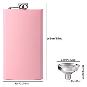 GENNISSY 12oz Pink Hip Flask for Liquor, for Men & Women, 304 18/11 Stainless Steel Leakproof with Funnel,with Never-Lose Metal Cap, Camping Pocket Flask, Ideal for Gift