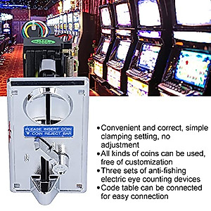 Compare and Choose Electronic Coin Acceptor with Three Sets of Anti Fishing Electric Eye Counting Devices, Convenient and Correct for Arcade Game Vending Machine (Silver Gray)