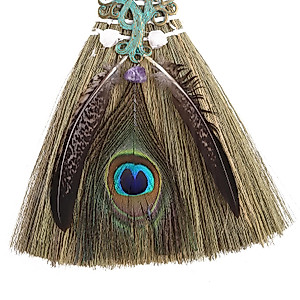 hokojix Crystal Witch BroomMini Car Trim Pendant Crystal Wand Points Broom Healing Home Halloween Decoration