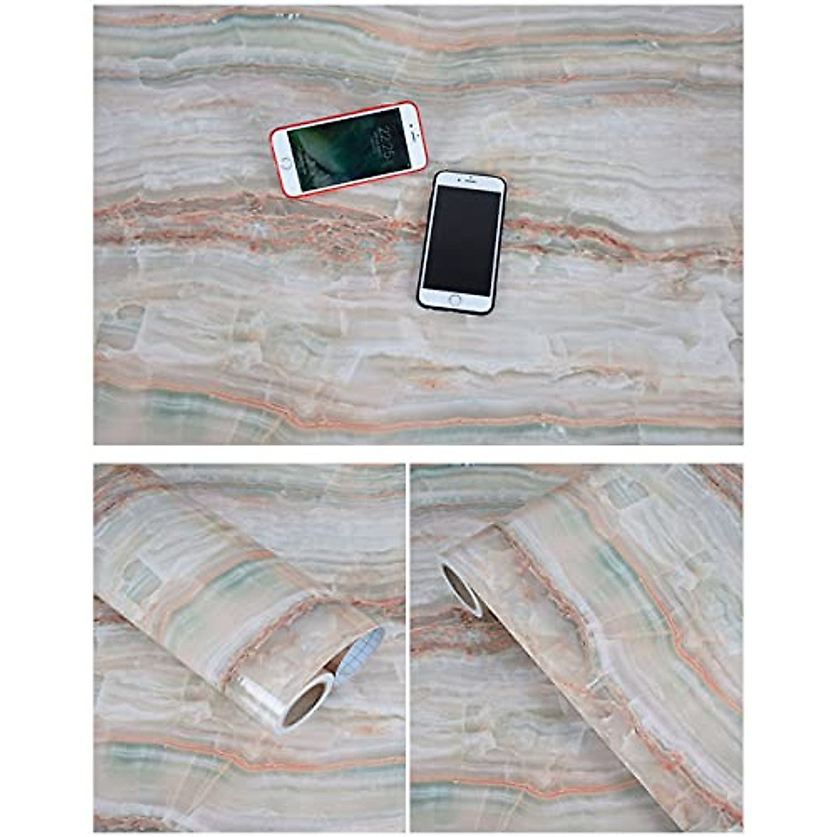 Peel and Stick Marble Granite Contact Paper for Kitchen Bathroom Countertop Backsplash Table Desk Furniture Self Adhesive Vinyl Marble Shelf Liner Wallpaper (24 by 117 Inches)
