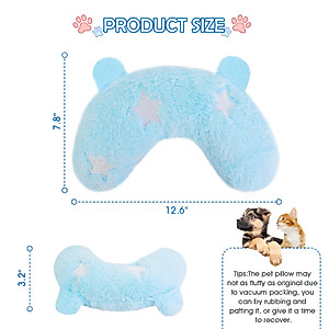 Pet Pillow for Dogs & Cats, Dog Calming Pillow, Dog Neck Pillow U-Shaped Pillow for Dogs & Cat, Soft Fluffy Cat Bed Pillow Pet Calming Toy, Joint Relief Sleeping Improve for Pets(Blue)