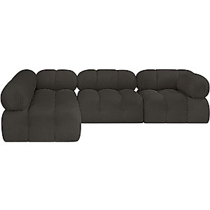Meridian Furniture 611Brown-Sec4A Ames Collection Modern | Contemporary Modular Sectional with Rich Brown Boucle Fabric, Modular to Create Infinite Configurations, 102" W x 68" D x 28" H, Brown