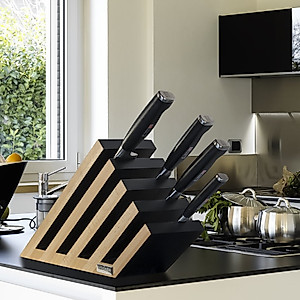 Artelegno Magnetic Knife Block Solid Beech Wood 3 Panel, Luxurious Italian Venezia Collection by Master Craftsmen Displays up to 6 High-End Knives Elegantly, Eco-friendly, Natural Finish