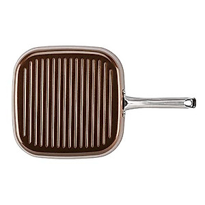 Ayesha Curry Home Collection Nonstick Square Grill Pan / Griddle Pan - 11.25 Inch, Brown Sugar