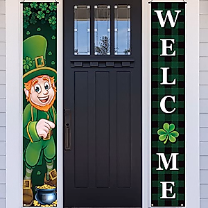 St Patricks Day Decorations Green Lrish Spirit Front Porch Weclome Sign Irish Shamrock Gnomes Banner St. Patrick's Day Decorations for Home Party