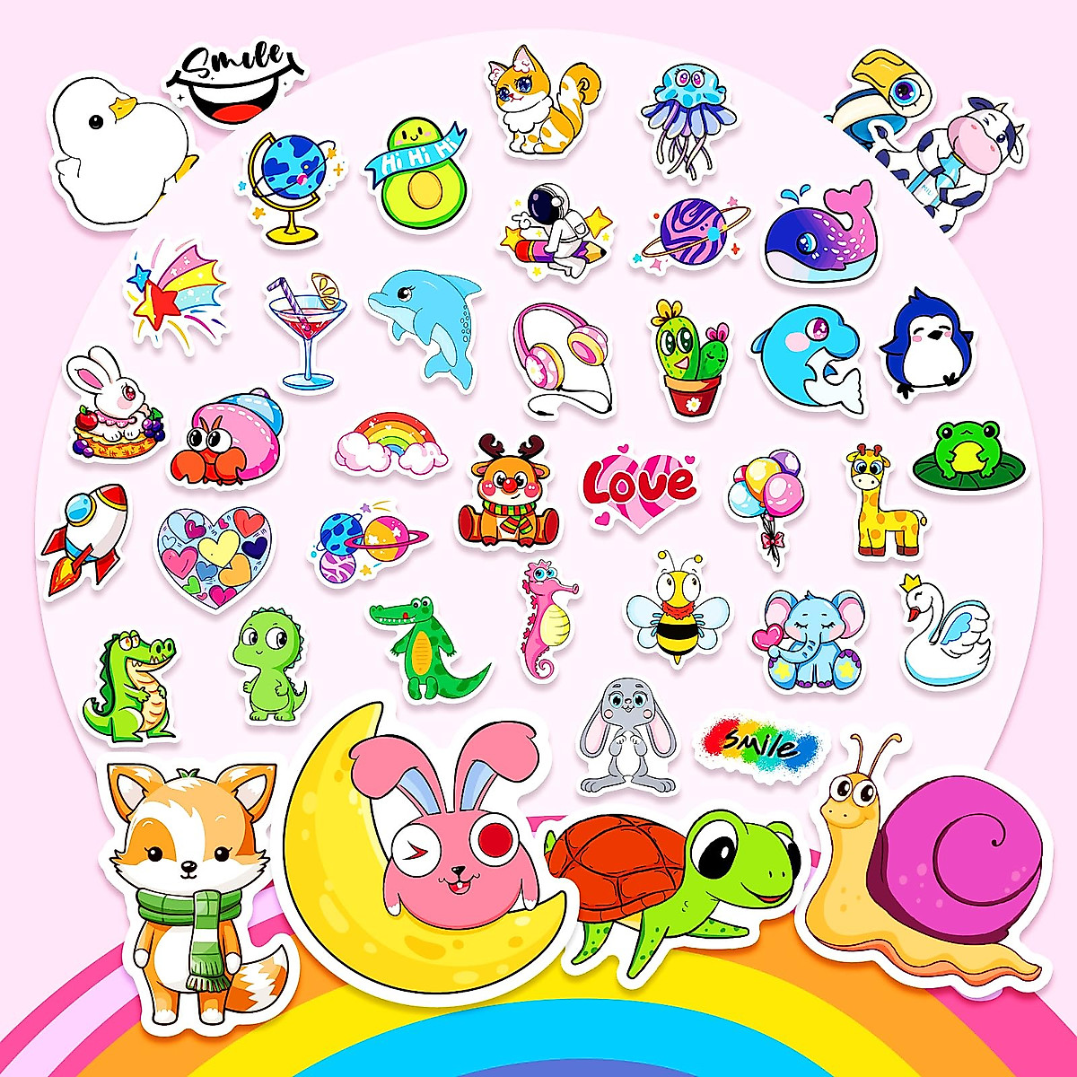 600Pcs Stickers for Kids, Water Bottle Stickers, Vinyl Waterproof Scrapbook Cute Bulk Stickers Pack for Laptop Skateboard Computer Guitar, Mixed Colorful Cool Stickers for Teens Kids Boys Girls