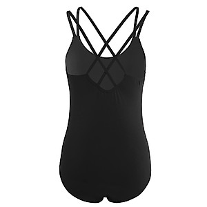 Kvysinly Women's Camisole Leotard Spaghetti Straps Ballet Dance Costumes Gymnastics Dancewear One Piece Jumpsuit Black Small