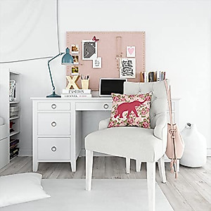 Caroline's Treasures BB1011-RS-PK-PW1414 Elephant Shabby Chic Pink Roses Fabric Decorative Pillow, Pink Machine Washable, Indoor Outdoor Decorative Pillow for Couch, Bed or Patio, 14Hx14W