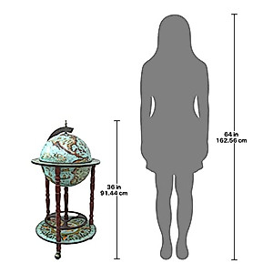 Design Toscano Sixteenth Century Cielo Replica Globe Bar Liquor Cabinet, 18 Inches Wide, 18 Inches Deep, 36 Inches High, Blue Finish