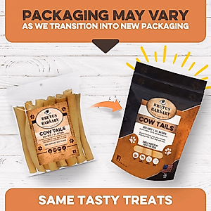 BRUTUS & BARNABY 100% Natural Cow Tails Dog Treat - Our Healthy Cow Tails for Dogs are Easy to Digest, Chemical & Hormone Free - Thick & Hearty Chew, Great Rawhide Alternative for Small Or Large Dogs