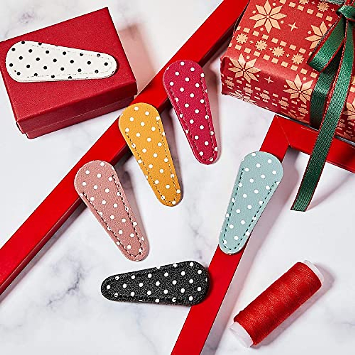 6 Pieces Embroidery Scissors Sheath Polka Dot Scissors Protective Cover Scissors Leather Sheath for Scissors Protection