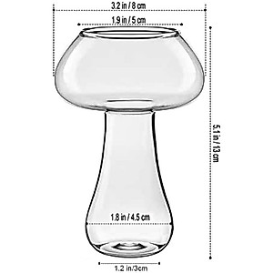 Creative Mushroom Shaped Cocktail Glass,Unique Fungus Drinking Glasses,Cute Juice Glass Cups, 9 OZ High-End Crystal Glass For Drinking Wine Martinis Manhattans Vodka Gin And Cocktails（2Pcs)