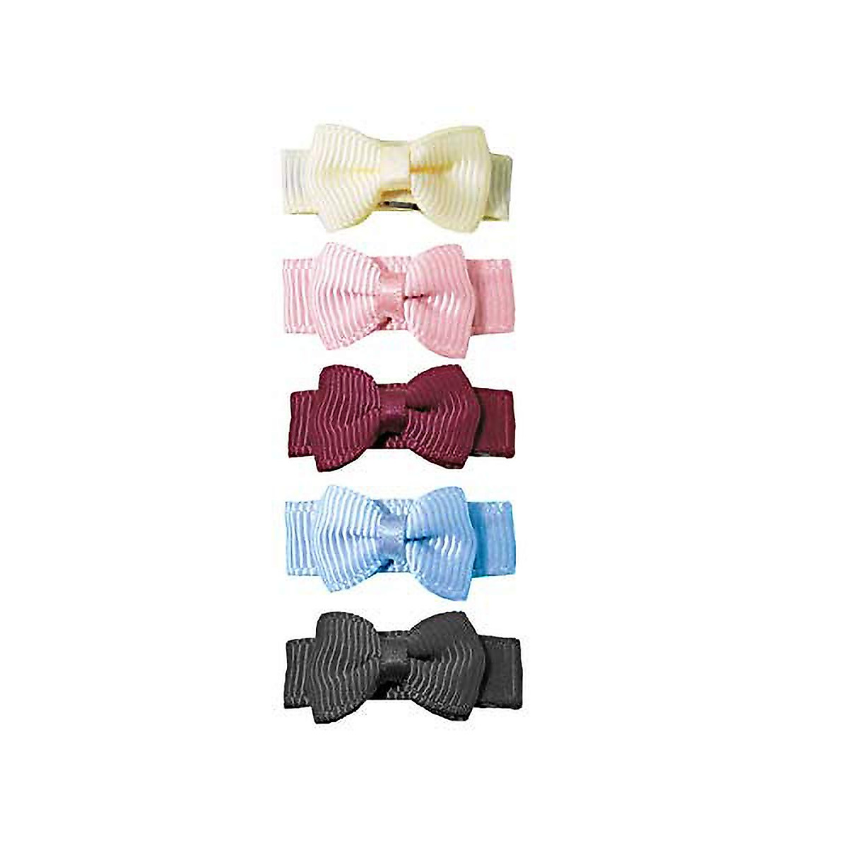 Baby Wisp 5 Tiny Tuxedo Bow Grosgrain Hair Clips Baby Girls Toddlers - Victorian Tea Gift Set