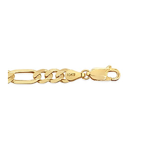 Olive & Chain Solid 10k Gold Figaro Link Chain Bracelet for Men/Women, Yellow Gold, Hypoallergenic, Lobster Clasp Closure